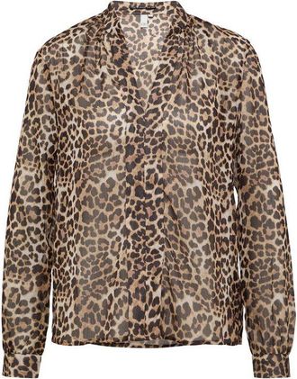 QS by s.Oliver Langarmbluse Bluse Leicht transparente Chiffonbluse mit All-over-Print
