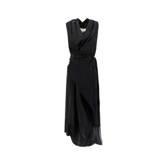 Maison Margiela Drapierte Wickelkleid Midi - - Dresses - Damen - Schwarzk - XS