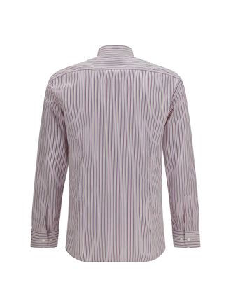 Etro Mens Roma Striped Cotton Shirt With Pegaso Logo Var. Multicolor F.do Rosa