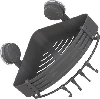 Cabilock 2 St&uuml;ck Dreieckige Badezimmer Eckregale mit Saugnapf Abnehmbare Duschablage aus Wasserbest&auml;ndigem Material mit Haken f&uuml;r Handt&uuml;cher Wandorganizer ohne