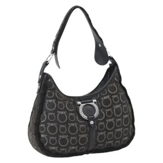 Ferragamo Pre-owned Baumwoll-Schultertasche - - Pre-owned - Damen - Schwarzk - ONE SIZE