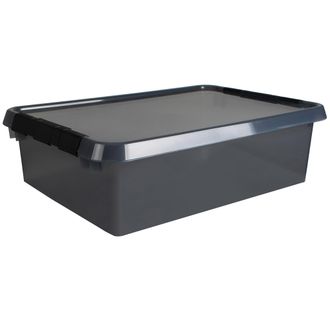 Helit Sunware 88002220 - Aufbewahrungsbox the comfort-line 32 L, grau transparent, Ordnungsbox mit Deckel