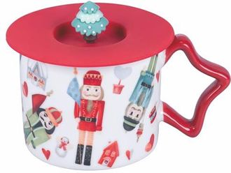 Villa D'Este Home Tivoli Becher 280ml New Bone China Porzellan Deckel Silikon Xmas