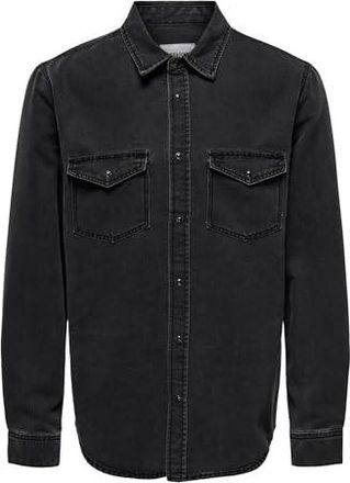 Only & Sons Chemise d&eacute;contract&eacute;e pour Homme, Denim Gris fonc&eacute;, XXL
