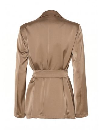 Pennyblack Womens Shawl-Lapel Belted Jacket Sand Polyester