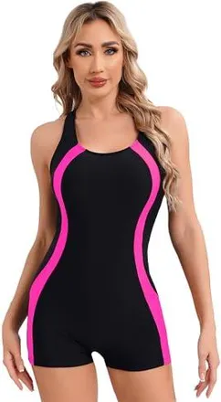 dPois Maillot de Bain Femme Une Pièce sans Manches Tankini Top Shorty 1 Pièce Bikini Sport Short de Bain Vêtements dÉté Body Plage Monokini Piscine Swimwear