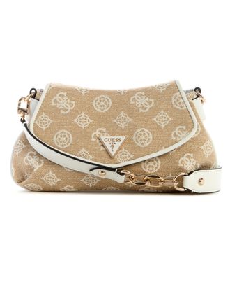 Guess Beyza Flap Shoulder Bag White Logo