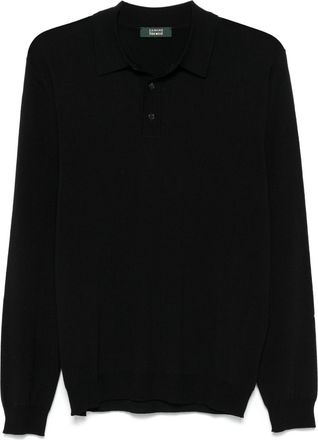 Zanone Fein gestricktes Poloshirt - Schwarz