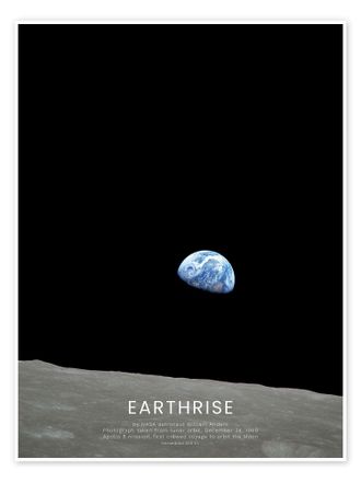 Posterlounge Earthrise - Apollo 8 Poster von NASA 50 x 70 cm Schwarz Wandbilder Wanddeko