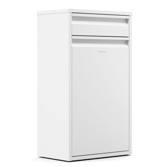 Klarstein Single-Compartment M&uuml;lleimer 50L - Edelstahl Abfalleimer K&uuml;che Mit Schublade, Wandmontage & Geruchsverschluss, Inkl. Befestigungsmaterial, Wei&szlig;