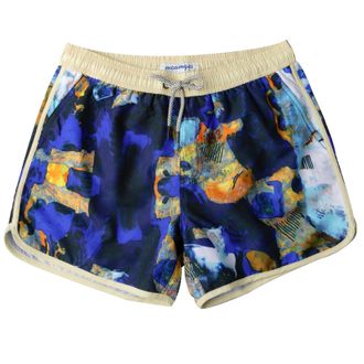 Maamgic Herren Badeshorts Vintage Retro Boardshorts Schnelltrocknend Kurz Badehose Schwimmhose mit Mesh-Futter und Verstellbarem Tunnelzug, &Ouml;lmalerei Blau, S