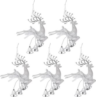 Garneck 5 St&uuml;ck Teiliges Silbernes Weihnachtsbaum-anh&auml;nger- Elch-Form Weihnachtsglocken zum H&auml;ngen Kreative Weihnachtsdeko f&uuml;r Innen und Au&szlig;en Leichte Weihnac