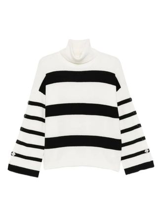 Liu Jo Gestreifter Rollkragenpullover - Weiß