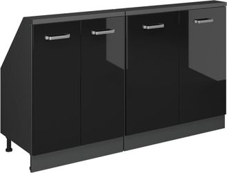 Vicco Dachschr&auml;genschrank-Set Rion, Schwarz Hochglanz/Anthrazit, 2er Set, Vicco