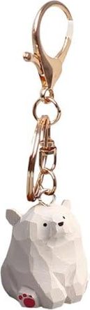 Generic Porte-cl&eacute;s ours sculpt&eacute; - Porte-cl&eacute;s en bois avec clip, porte-cl&eacute;s ours, jouets, sac scolaire, sac &agrave; dos suspendu pour, filles et femmes, blanc, Consu