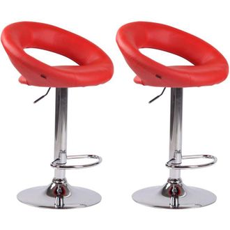 Clp Ensemble de 2 tabourets de bar Olinda en fausse peau rouge, chrom