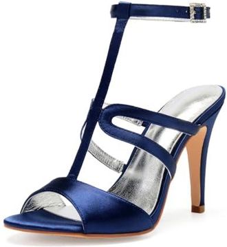 Generic Chaussure De Mariée Femmes Talons Hauts Élégante Stylet Talons Sandales Heels Chaussure Mariage Dress Fête 10.5Cm,Dark Blue,39 EU