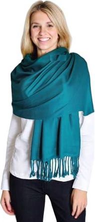 GFM Écharpe style pashmina - Toutes saisons - Tissage sergé doux - B9, B9-ghtl-vert sarcelle., L