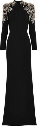 Jenny Packham robe longue à épaules ornées - Noir