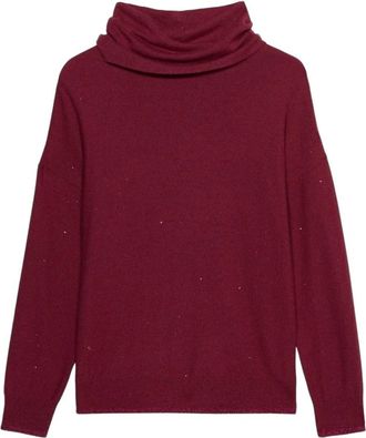 Oltre Femme, Pulls, Rouge, Taille: 42/44 FR Col roul&eacute; en cachemire m&eacute;lang&eacute; avec sequins