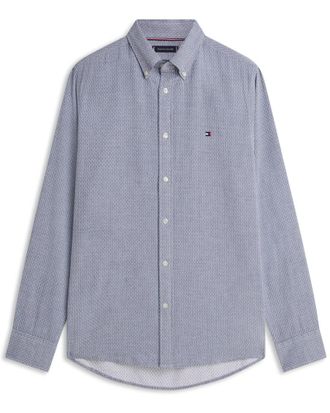 Tommy Hilfiger THFlex-Hemd mit Dobby-Webstruktur und Flag-Stickerei, Regular Fit in