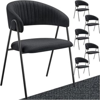 TecTake TecTake Lot de 6 Chaises de Salle &agrave; Manger rembourr&eacute;es Modernes Fauteuil Salon Chaise Scandinave Pieds en Acier &Eacute;l&eacute;gant avec Accoudoirs Chaise pour Co