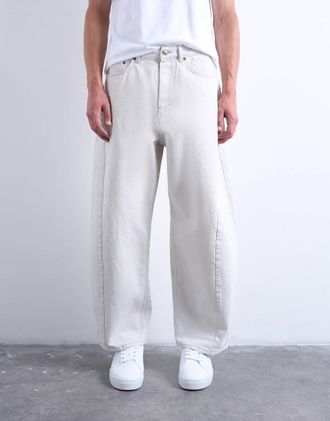 Topman Barrel-Jeans aus festem Denim in Knochenweiß