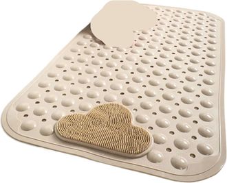 Generic 1 St&uuml;ck rutschfeste PVC-Duschmatte mit Saugn&auml;pfen und Abflussl&ouml;chern, Massageteppich for Badezimmer, Badewanne, Badteppiche, 15,7 x 27,5 Zoll(Khaki)