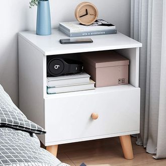 Generic Moderner Nachttisch Mit 1 Schublade - Großer Kompakter Nachttisch for Schlafzimmer, Sofa-Beistelltisch, Einfach Zu Montieren (40 X 36 X 50,5 cm, 2 Far