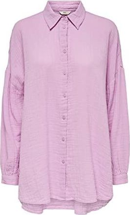 Only Chemisier long surdimensionn&eacute; pour femme | Tunique classique &agrave; manches longues | Haut avec fentes ONLTHYRA, couleurs : rose, taille : S, Rose, S