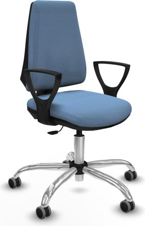 Piqueras y Crespo Elche B&uuml;rostuhl, blau, mit festen Armlehnen, ausgestattet mit Permanentkontakt und Schneideschaum, 65 mm Rollen, Parkett, Himmelblau