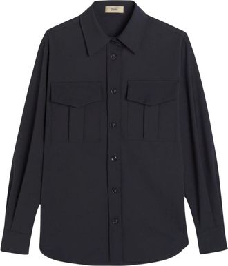 Herno Femme, Blouses et Chemises, Bleu, Taille: 44 FR Chemise boutonn&eacute;e &agrave; poches plaqu&eacute;es