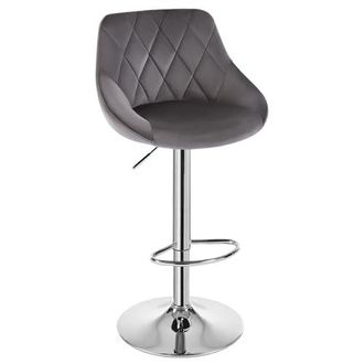 Woltu Tabouret Bar, Chaise Haute Bar, Tabouret Velours, R&eacute;glable en Hauteur, avec Dossier, Repose-Pieds, Chaise Haute Cuisine, Gris fonc&eacute;, BH138dgr-1