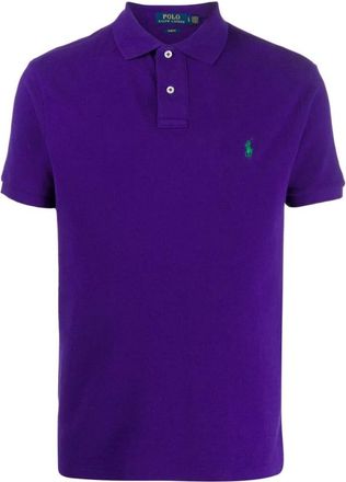 Ralph Lauren Homme, Tops, Violet, Taille: S Polo &agrave; Manches Courtes avec Logo Brod&eacute;