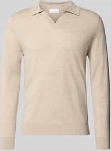 Profuomo Strickpullover mit Polokragen und V-Ausschnitt