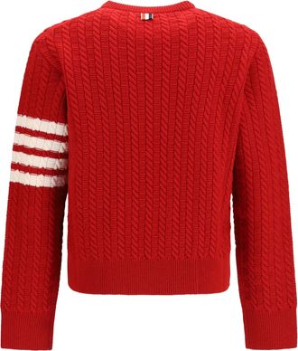 Thom Browne 4-Bar Cable-Knit Merino Wool Sweater - Red