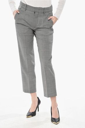 Isabel Marant Stretch Wool Pants RITANA with Houndstooth Pattern size 38