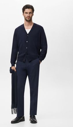 Mango Cardigan aus 100 % Merinowolle marineblau - Herren - XL - MANGO MAN