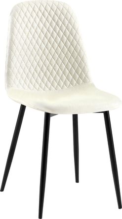 Clp Esszimmerstuhl Giverny gepolstert Samt, Stoffstuhl mit Ziernähten und Bodenschonern, Sessel belastbar bis 150 kg, Farbe:Creme, Material:Stoff