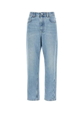 Brunello Cucinelli High-Rise Cotton Denim Jeans - Blue