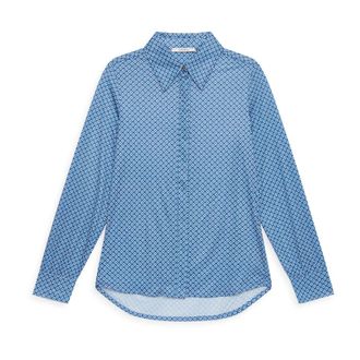 Maliparmi Maliparmi, Femme, Blouses et Chemises, Bleu, Taille: 44 FR Micro Print Jersey Shirt