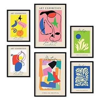 Nacnic Set of 6 affiches Exposition dart. Collection de plaques avec collage esth&eacute;tique pour la d&eacute;coration dint&eacute;rieur. Tailles A3 et A4. Sans cadre