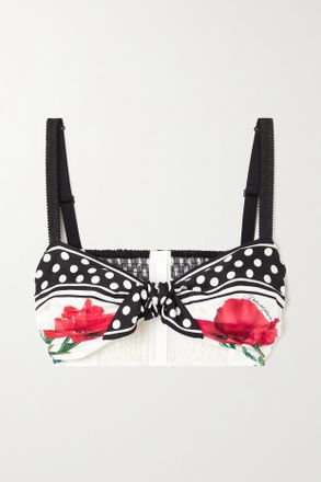 Dolce & Gabbana Haut Fa&ccedil;on Soutien-gorge En Serge De Soie &Agrave; Imprim&eacute; Fleuri - Rouge