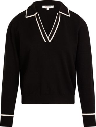 Morgan Damen-Pullover, Schwarz/Elfenbein, Medium