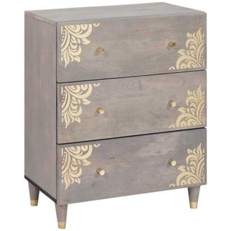 vidaXL Buffet Gris et or 60 x 33.5 x 75 cm Bois de manguier massif vidaXL