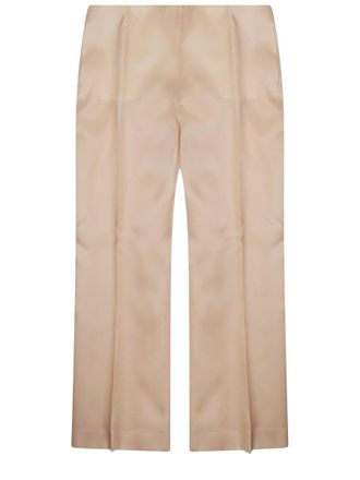 Alberta Ferretti Straight Silk Trousers - Beige
