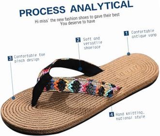 Yardwe Tongs &Eacute;t&eacute; Paille Tress&eacute;e Sandales Plates De Plage Pantoufles &Eacute;t&eacute; &Eacute;l&eacute;gantes Et Confortables Pour Femme