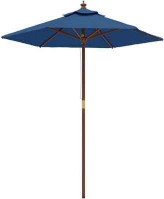 vidaXL Parasol de jardin avec m&acirc;t en bois bleu azur&eacute; 196x231 cm vidaXL