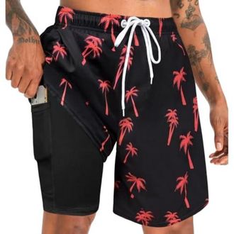 Generic HUIWDP Short de bain d&eacute;t&eacute; tendance en polyester pour homme S&eacute;chage rapide Taille &eacute;lastique Pantalon de plage Traje De Ba&ntilde;o, A27, 3XL