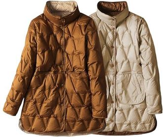 Generic Doudoune matelass&eacute;e r&eacute;versible l&eacute;g&egrave;re pour femme, veste dhiver surdimensionn&eacute;e d&eacute;contract&eacute;e avec poches, marron, 4XL